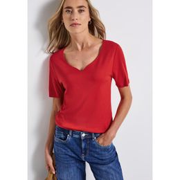 Street One T-Shirt mit Herzausschnitt, Sommershirt racing red 46 46 Sommerliches Shirt f&uuml;r Damen von Street One