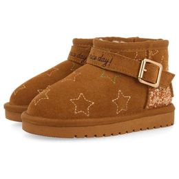 Gioseppo Winterboots »MATREI« Schlupfstiefel, Hausschuh, Winterschuh mit Glitzer cognac Sterne 33 33 Schlupfboots mit bunter Sternen-Stickerei und...