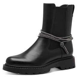 Tamaris Chelseaboots, Blockabsatz, Stiefelette mit funkelnden Bändern verziert schwarz 37 37 Trendiger Chelseaboots mit Reißverschluss und...