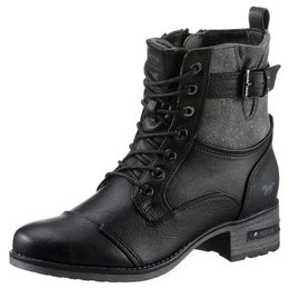 Mustang Shoes Schnürstiefelette mit Innen-Reißverschluss schwarz 39 39 Modische Stiefelette mit Schnürung und Zierschnalle