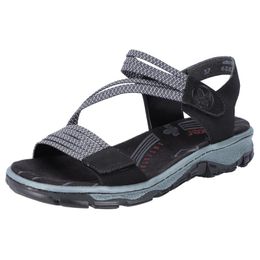 Rieker Riemchensandale, Sommerschuh, Sandalette, Klettschuh, in sportiver Optik schwarz-grau 41 41 Mit Stretchbänder und Klettverschluss