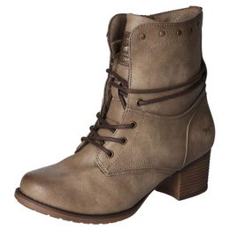 Mustang Shoes Stiefelette Bikerboots, Stiefelette mit Innenreißverschluss taupe-used 36 36 Schnürstiefelette mit dezenter Nietenverzierung