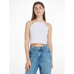 Tommy Jeans Damen Spaghettitop &raquo;TJW SLIM CRP BABYLOCK RIB TOP&laquo; mit gewelltem Abschluss am Saum wei&szlig; XL (42)