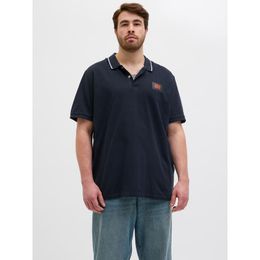 Jack & Jones PlusSize JACK & JONES PLUSSIZE Poloshirt »JJHUDSON POLO SS PLS« Sky Captain 4XL 4XL Unifarbener Stil mit Farbeinsatz und Print: setzt modische Akzente