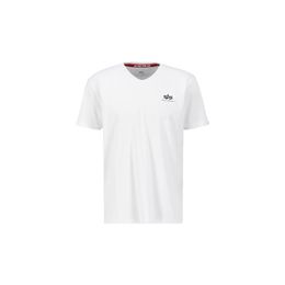 Alpha Industries T-Shirt »Basic V-Neck T-Shirt SL« white XL XL Flag Label am linken Ärmel