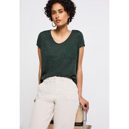 Street One T-Shirt im Leinen-Look und mit Brusttasche+&ouml; mid green 42 42 Shirt mit Brusttasche von Street One