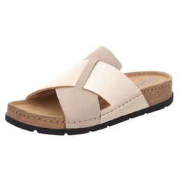 Rohde Pantolette »SOAVE« Sommerschuh, Hausschuh, Schlappen, Strandschuh mit Softfußbett goldfarben-hellbeige 42 42 Klassische Pantolette zum Schlupfen