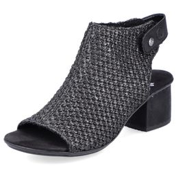 Rieker Sandalette, Sommerschuh, Sandalette, Blockabsatz, in modischer Flecht-Optik schwarz-black 39 39 Mit Klettverschluss-Riemchen