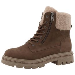 Tom Tailor Damen Tom Tailor Winterboots , Blockabsatz, Schn&uuml;rboots, Winterstiefelette mit Warmfutter-Kragen braun 40
