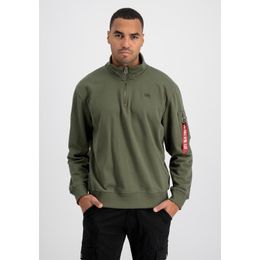 Alpha Industries Sweater »X-Fit Half Zip Sweater« dark green S S Gewebtes Label auf Brust