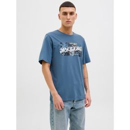 Jack & Jones JACK & JONES Print-Shirt »JJHAWAII SHAPE TEE SS CREW NECK« Oceanview XL XL Kurzarm für optimale Bewegungsfreiheit und sommerlichen Komfort