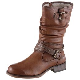 Mustang Shoes Winterstiefel, Stiefelette, Winterboots mit Zierschnallen am slouchy Schaft cognac-used 37 37 Kurzstiefel mit einer Schafthöhe von...