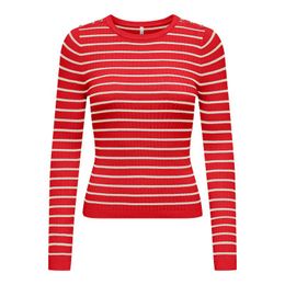 Only Strickpullover »ONLMILA LS STRIPE BUTTON O-NECK CC KNT« Mars Red Stripes:Birch XL (42) XL (42) Pullover von Only