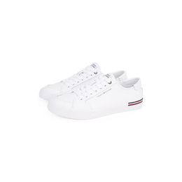 Tommy Hilfiger Sneaker »CORE CORPORATE VULC LEATHER«, Freizeitschuh, Halbschuh, Schnürer mit Logoschriftzug weiß 40 40 Basic Schnürer mit Streifen...
