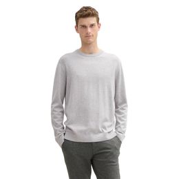 Tom Tailor Rundhalspullover mit Logostickerei light stone grey melange XL XL Strickpullover von Tom Tailor
