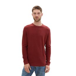 Tom Tailor Rundhalspullover mit Rundhalsausschnitt burgundy dark red melange L L Strickpullover von Tom Tailor