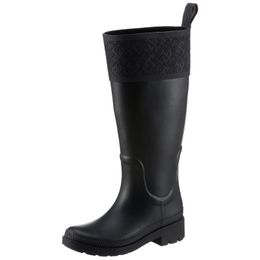 Tommy Hilfiger Gummistiefel »RUBBER LONG BOOT MONOGRAM«, Blockabsatz, Schlupfstiefel, Outdoorstiefel, Monogramm-Print schwarz 40 40 Stiefel zum...