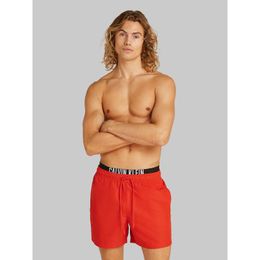 Calvin Klein Swimwear Badeshorts »MEDIUM DOUBLE WB« mit Logo Flaming Chili L (52) - N-Gr N-Gr L (52) Badeshorts von CALVIN KLEIN