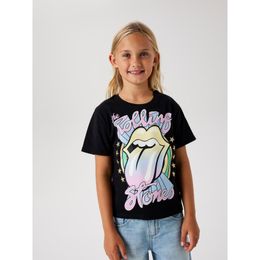 name it T-Shirt »NKFDYSA ROLLINGS SS NREG TOP NOOS UNV« mit großem Frontmotiv Black 116 116 Shirt von name it für Mädchen