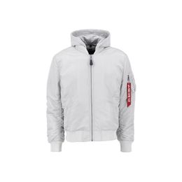 Alpha Industries Bomberjacke »MA-1 Zip Hood Back EMB« pastel grey 3XL 3XL Flight Nylon Stoff