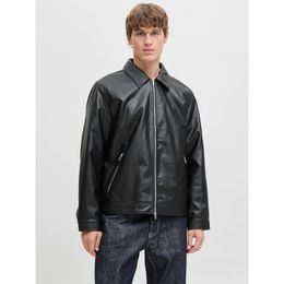 Jack & Jones JACK & JONES Bikerjacke »JJECASABLANCA PU JACKET NOOS« ohne Kapuze mit Fronttaschen Black Detail:SOLID M M Herren-Bikerjacke von Jack & Jones
