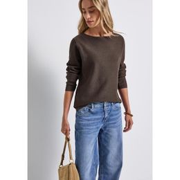 Street One Strickpullover mit U-Boot-Ausschnitt dark nomad brown mel. 44 44 Strukturpullover von Street One f&uuml;r Damen