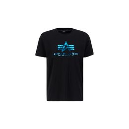 Alpha Industries T-Shirt »Basic T-Shirt BL Foil Print« black/blue XXL XXL Single Jersey Stoff