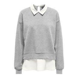 Only Sweatshirt »ONLANNI L/S WOVEN MIX SWT« Light Grey Melange Detail:Woven cloud dancer M (38) M (38) 2-in 1 Sweater von Only mit Bluseneinsatz