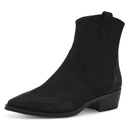 Marco Tozzi Westernstiefelette, Blockabsatz, Cowboy Stiefelette, Boots, funkelnde Glitzersteinchen schwarz 41 41 Trendige Westernstiefelette in...