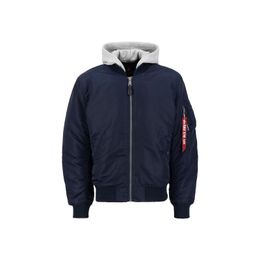 Alpha Industries Bomberjacke »MA-1 Zip Hood Back EMB« ultra navy 3XL 3XL Flight Nylon Stoff