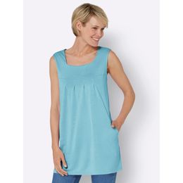 WITT Damen Longtop mit Kellerfalte vorne, aquamarin, Gr&ouml;&szlig;e 38