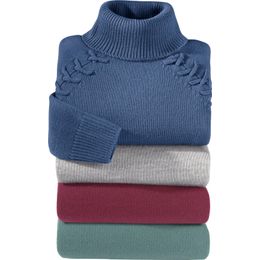 Damen Rollkragenpullover mit Zierband-Detail jeansblau, Größe 38