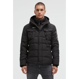 Winterjacke CAMP DAVID, Herren, Gr. L, schwarz, Material: 100% Polyester, Futter: 100% Polyester, Füllung: 100% Polyester, bedruckt, bestickt, regular fit normal, eingesetzt Rippbündchen, Jacken, mit wasserabweisender Funktion