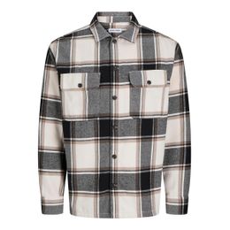 Jack & Jones PlusSize Langarmhemd "JJECHARGE OVERSHIRT LS SN PLS", Herren, Gr. 5XL, N-Gr, beige (crockery), Web, Obermaterial: 60% Baumwolle, 40% Polyester, JACK & JONES PLUSSIZE, unifarben, regular fit, Hemden