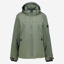 Olivgrüne Softshell-Jacke mit abnehmbarer Kapuze