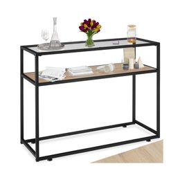 TecTake&reg; Konsolentisch, Industrial Style, 2 Ablagen, mit Glasplatte, 100 x 41 x 80,5 cm
