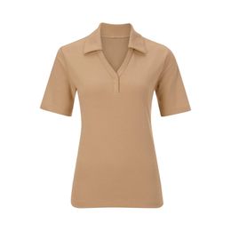 WITT Damen Poloshirt mit Druckknopf-Leiste, sand, Gr&ouml;&szlig;e 38