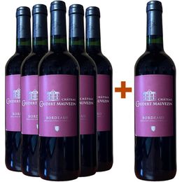 Bordeaux Vignerons 5+1 Paket Chateau Coudert-Mauvezin Merlot 2022 Trocken - &ndash; Probierpaket AOP