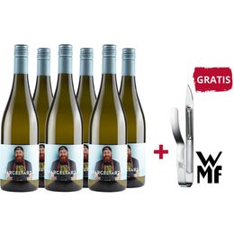 Weingut Schlossgartenhof Weingut Schloßgartenhof Spargeltarzan-Paket + Gratis WMF Spargelschäler 2024 Feinherb - Rheinhessen – Probierpaket Landwein Rhein