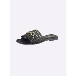 Heine Damen Pantolette, Schwarz, Gr. 36, Pantoletten, Material: Rindsleder