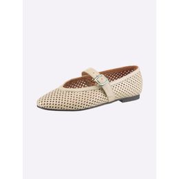 Heine Ballerina, Natur, Gr. 37, Damen, Ballerinas, Material: Rindsleder