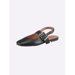 Heine Slingballerina, Schwarz, Gr. 38, Damen, Ballerinas, Material: Rindsleder