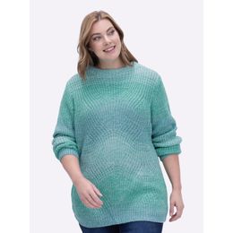 sheego Gro&szlig;e Gr&ouml;&szlig;en Strickpullover mit Kelchkragen, blaugr&uuml;n-bleu-meliert, Gr&ouml;&szlig;e 40 - Damen