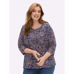 sheego Gro&szlig;e Gr&ouml;&szlig;en Print-Shirt im Bl&uuml;tenmuster, marine-terra-bedruckt, Gr&ouml;&szlig;e 46 - Damen