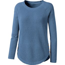 CRÉATION L Damen Rundhalspullover mit abgerundetem Saum mittelblau Größe 36