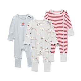 Tchibo - 3 Baby-Pyjamas - Newborn - Gr. 50/56 - hellblau/print