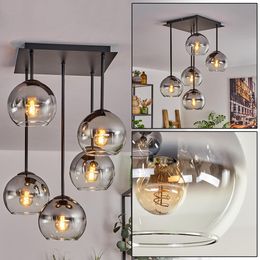 hofstein Koyoto Deckenleuchte Glas 15 cm Klar, Rauchfarben, 5-flammig