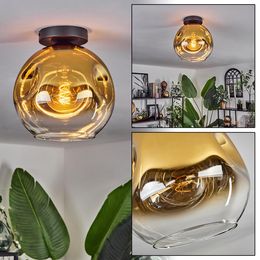 hofstein Ripoll Deckenleuchte Glas 25 cm Gold, Klar, 1-flammig