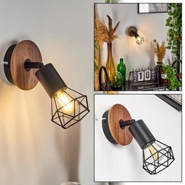 hofstein Baripada Wandleuchte Holz dunkel, Schwarz, 1-flammig