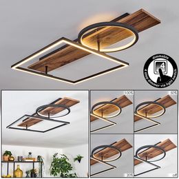 hofstein Pompu Deckenleuchte LED Braun, Holzoptik, Schwarz, 1-flammig